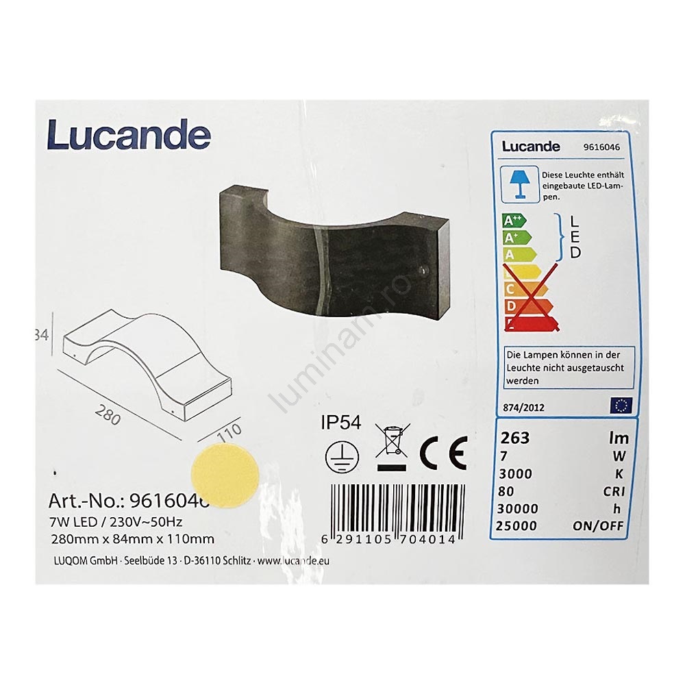Aplică LED de exterior Lucande JACE LED/7W/230V IP54 | Luminam