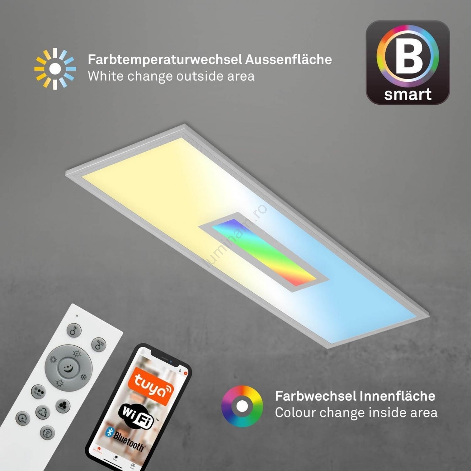 Brilo-LED RGB panou LED CENTRO 28W 230V Wi-Fi Tuya + telecomandă | Luminam