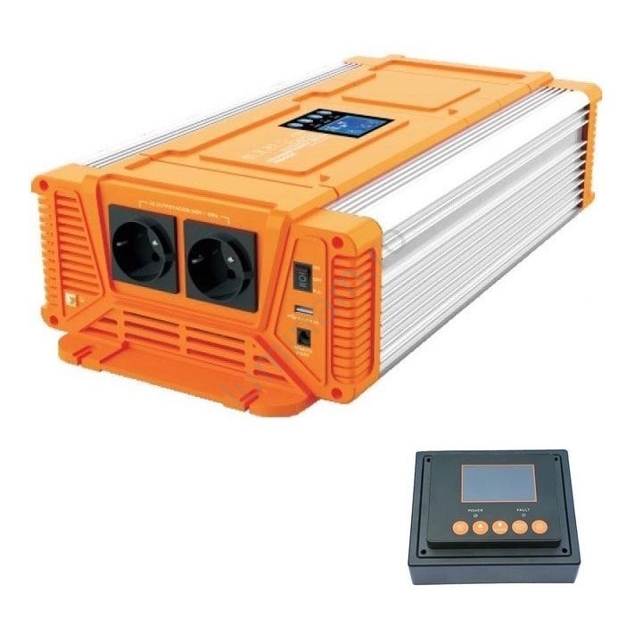 Convertor de tensiune 2000W/12V/230V + telecomandă cu fir | Luminam