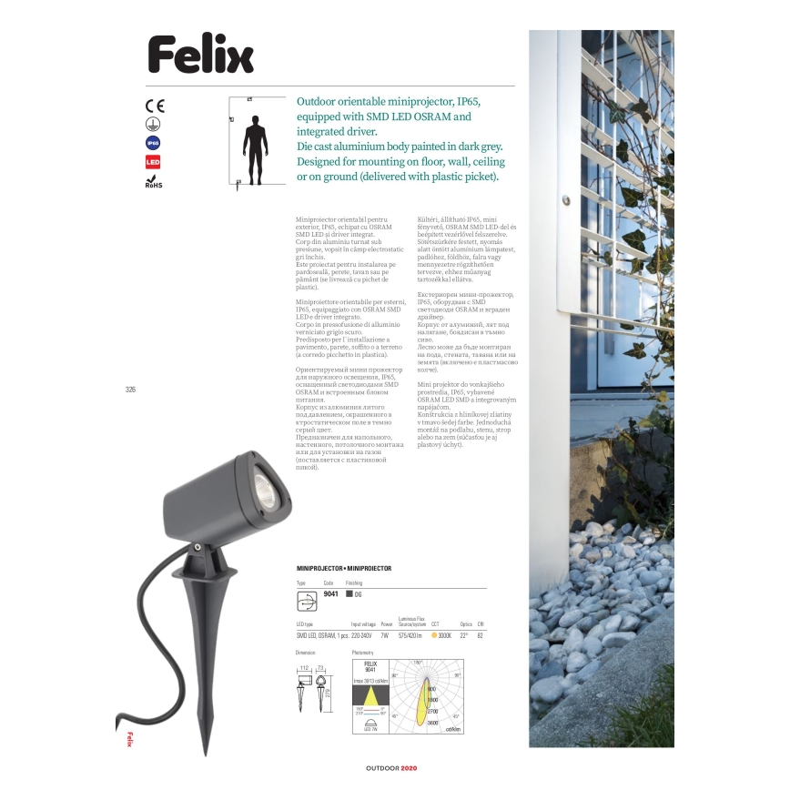 Corp de iluminat LED de exterior FELIX LED/7W/230V IP65 3000K Redo 9041 ...
