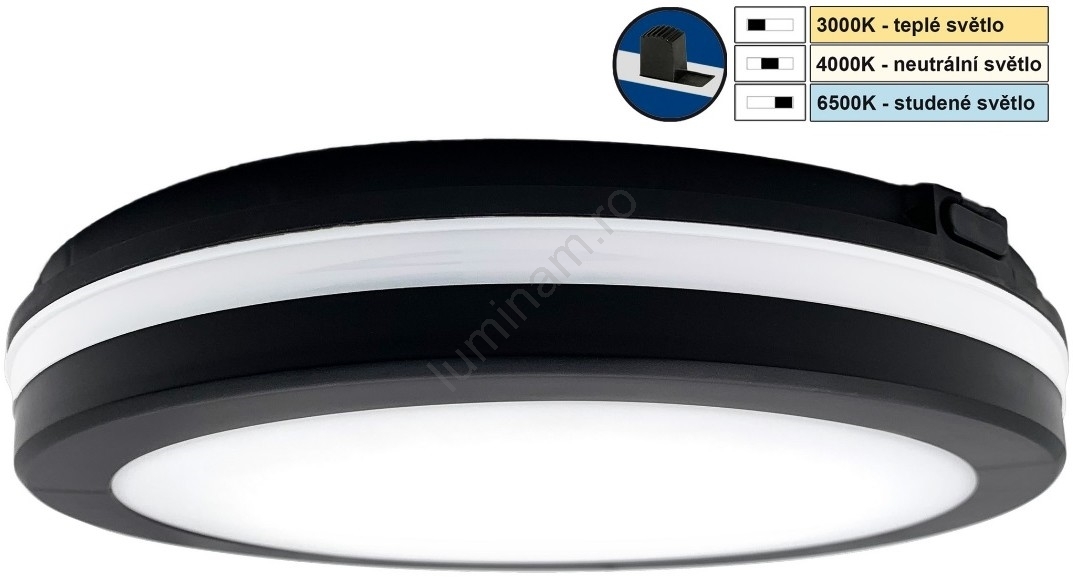 Corp de iluminat LED pentru baie COMET LED/15W/230V IP54 d. 20 cm negru ...