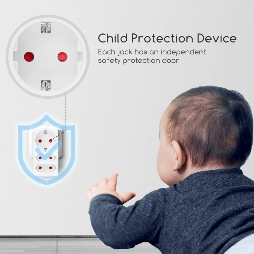 Fișă triplă 1x16A/230V + 2x10A Aigostar | Luminam