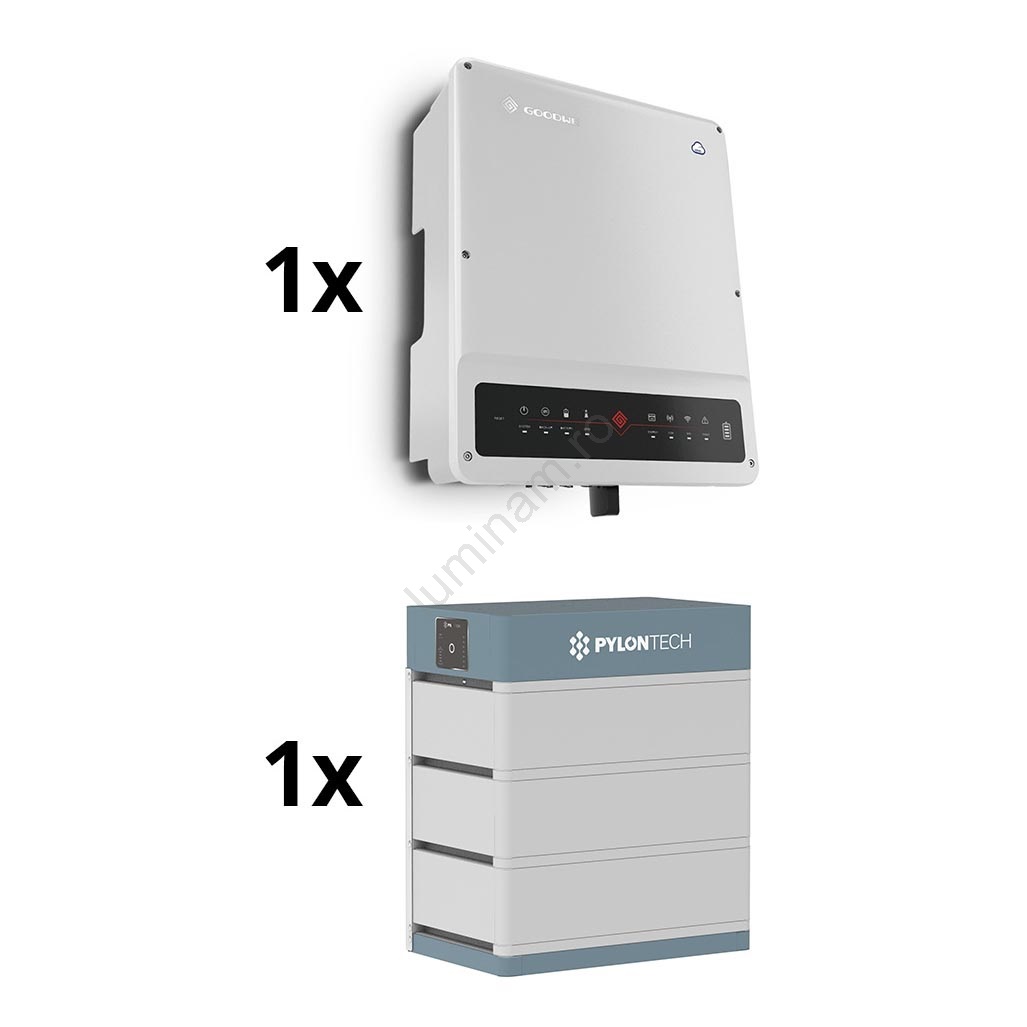 Kit solar GOODWE: invertor hibrid 8kW GOODWE trifazic + baterie 10 ...