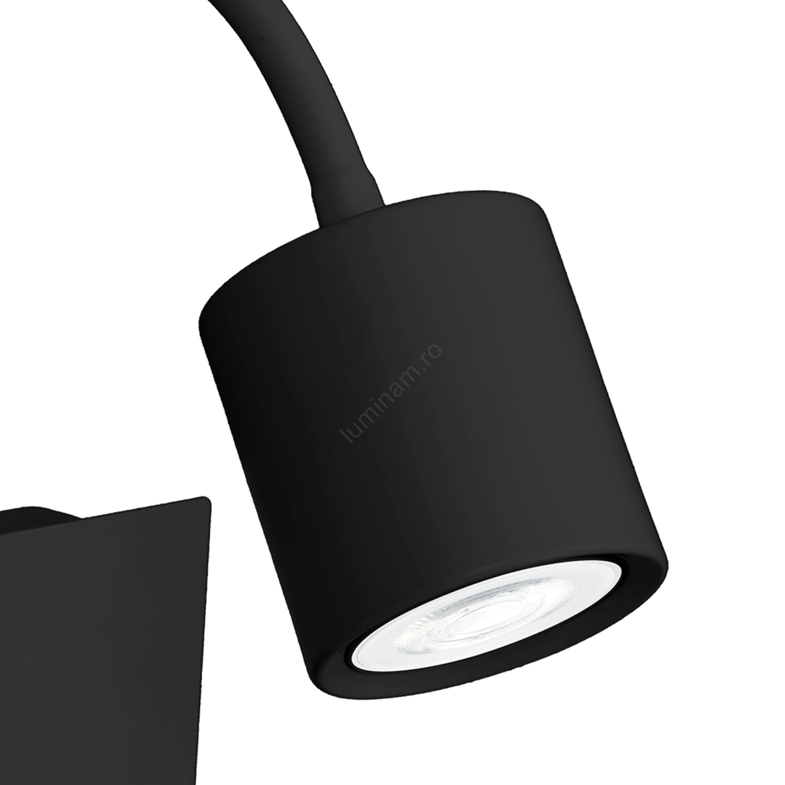 Lampă de perete cu raft DEMIA 1xGU10/8W/230V neagră + USB | Luminam