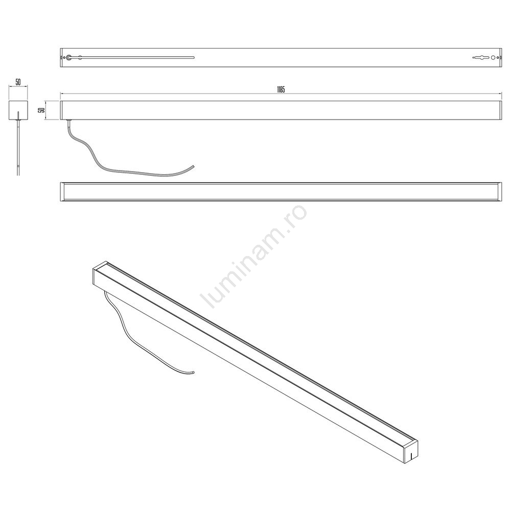 Lustră LED pe cablu LED/40W/230V 120cm neagră | Luminam
