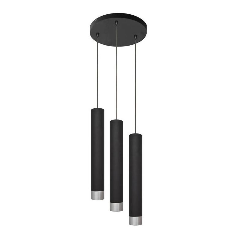 Lustră LED pe cablu TUBA 3xGU10/6,5W/230V neagră/crom mat | Luminam