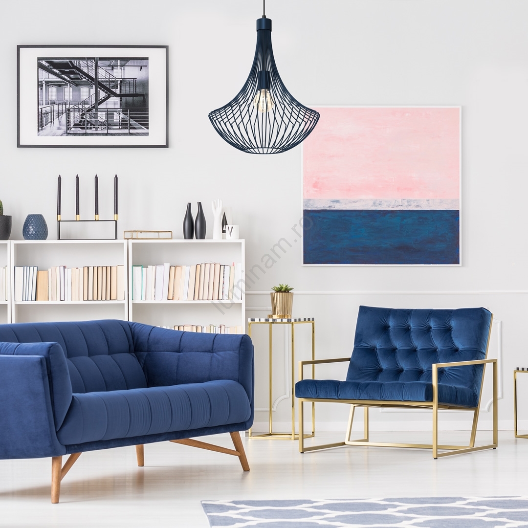 Lustră pe cablu CESTA 1xE27/60W/230V albastră | Luminam