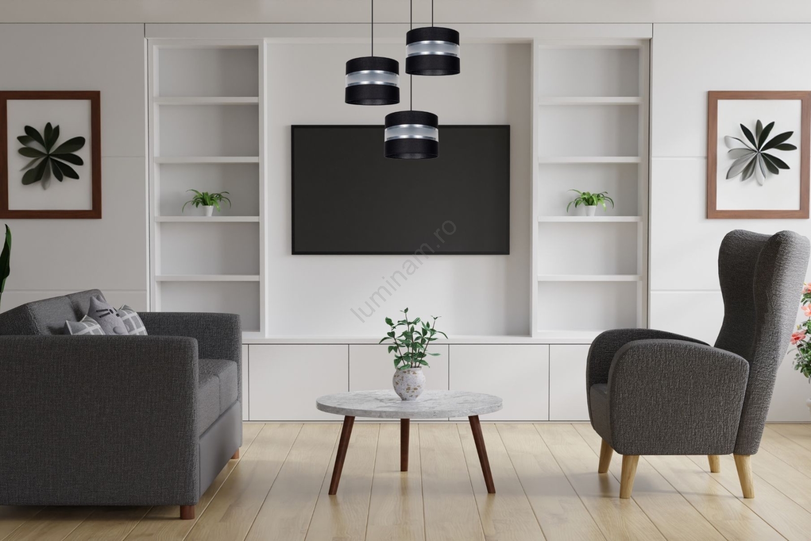 Lustră pe cablu CORAL 3xE27/60W/230V negru/crom d. 45 cm | Luminam