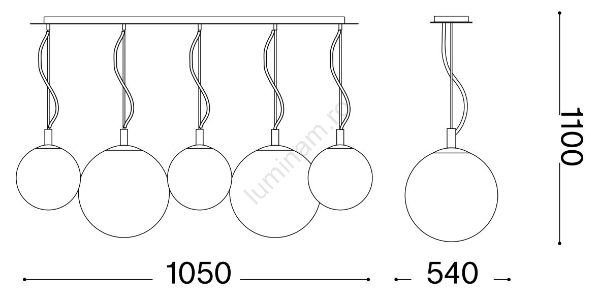 Lustră pe cablu Ideal Lux MAPA FADE 5xE27/60W/230V | Luminam
