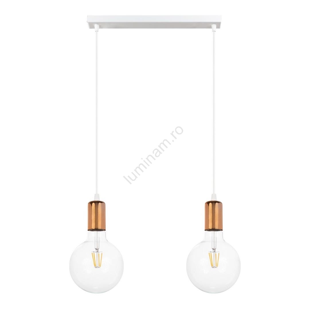 Lustră pe cablu MIROS 2xE27/60W/230V albă/cupru | Luminam