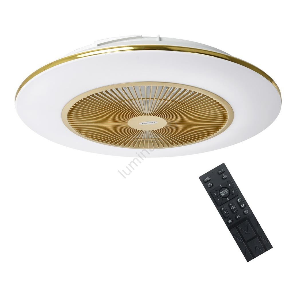 Plafonieră LED dimabilă cu ventilator ARIA LED/38W/230V auriu ...