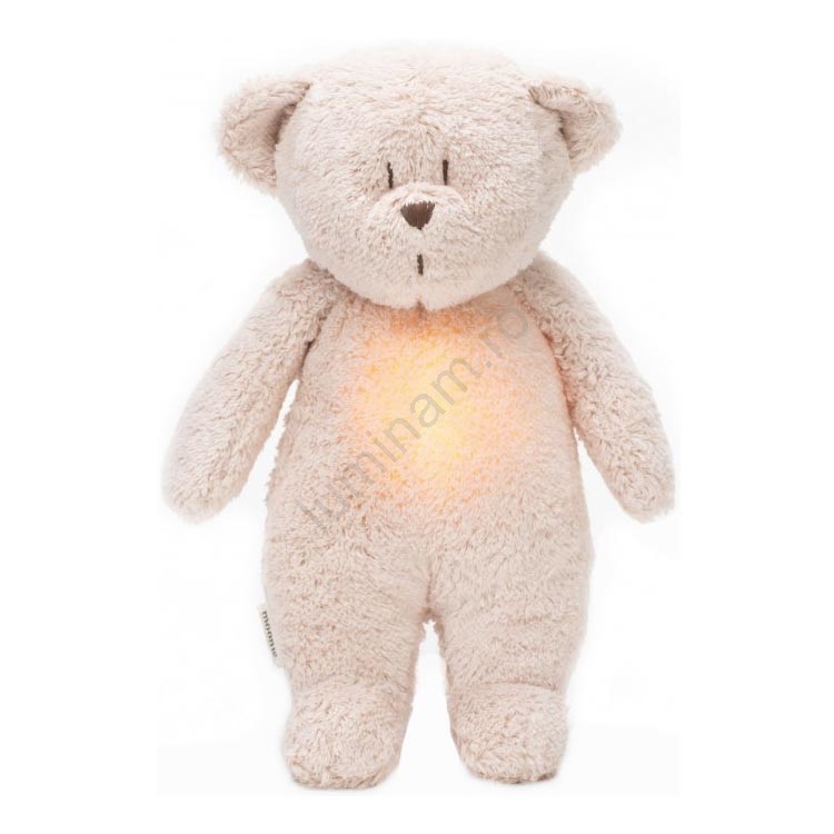 Pluș de îmbrățișat cu sunete și lumină ursuleț organic rose natur ...