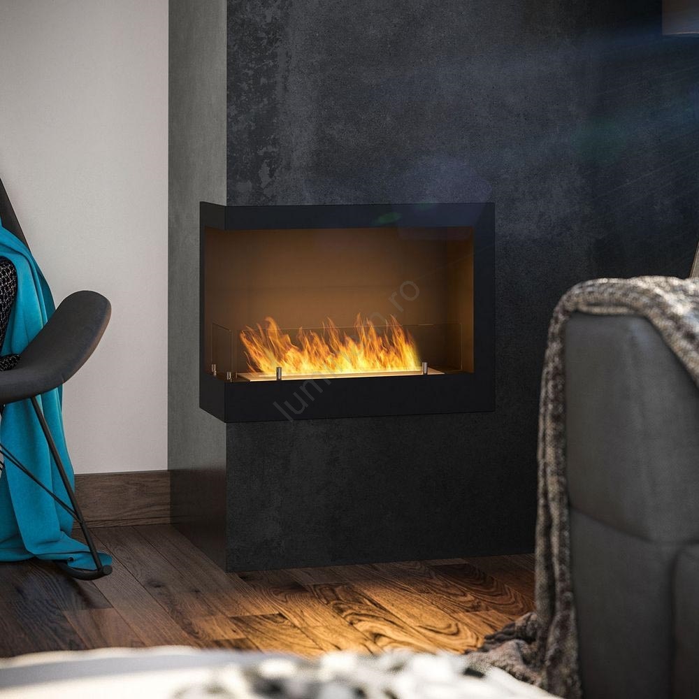 Șemineu BIO de colț 45x60 cm 3kW negru InFire | Luminam