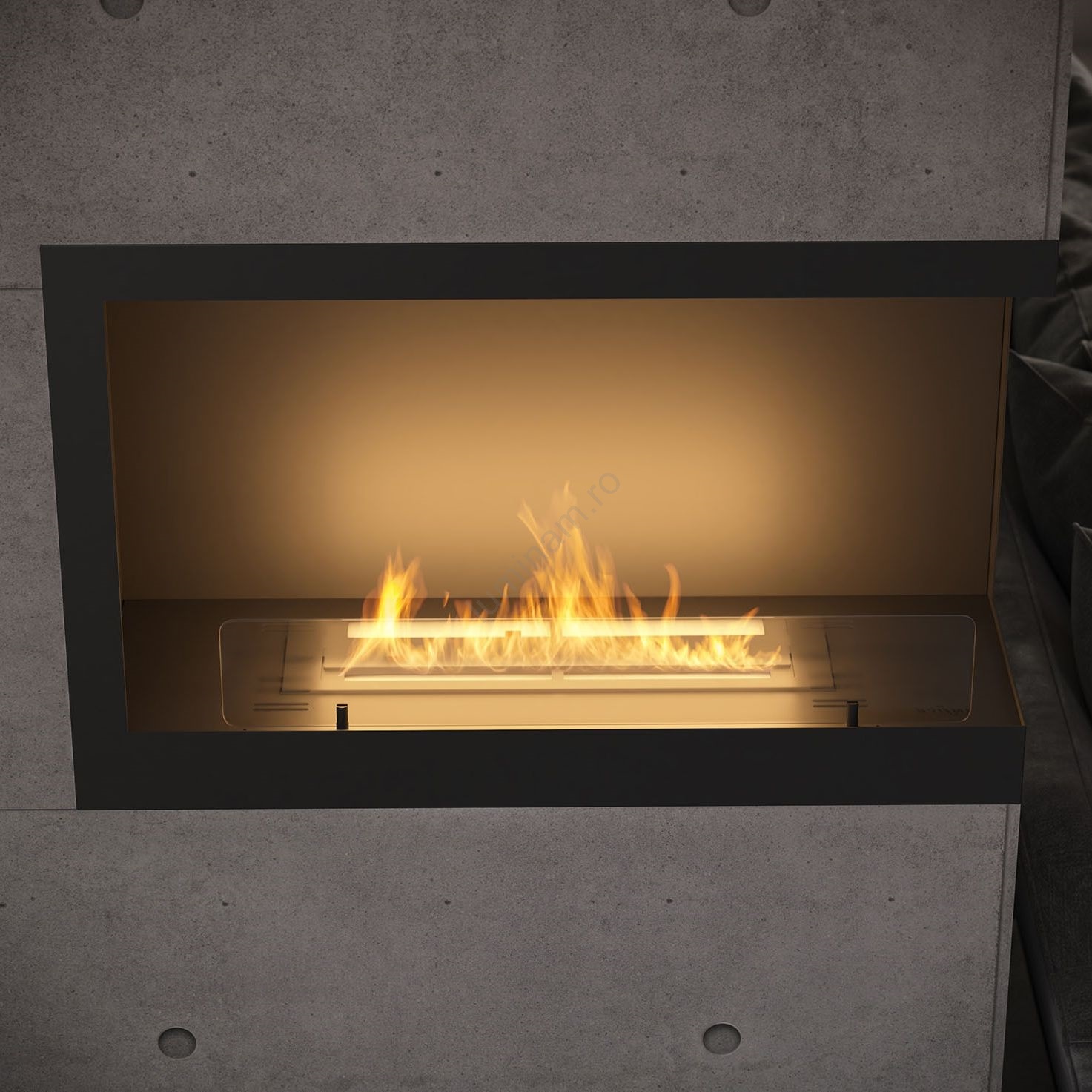 Șemineu BIO de colț 84x54 cm 3kW negru InFire | Luminam