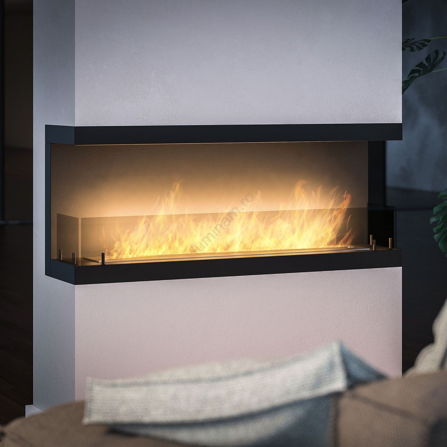 Șemineu BIO încorporat 120x50 cm 5kW negru InFire | Luminam