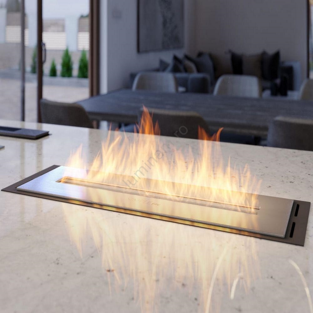 Șemineu BIO încorporat 5,5x50 cm 3kW negru InFire | Luminam