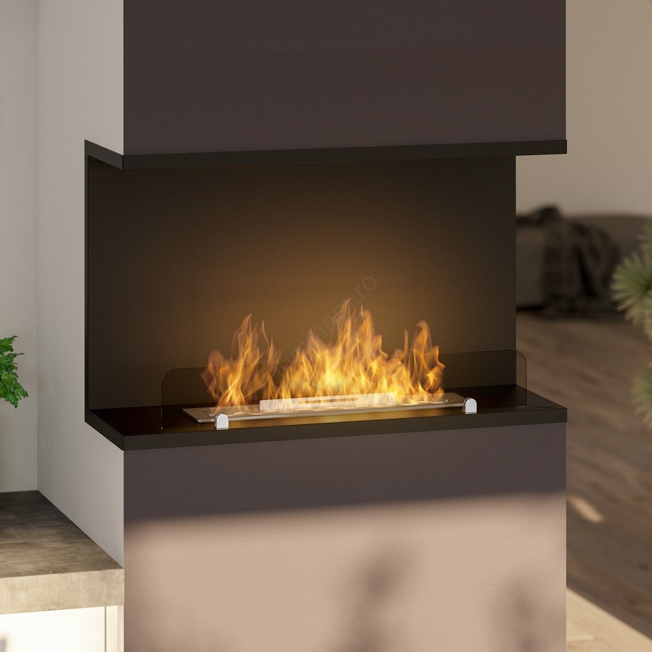 Șemineu BIO încorporat InFire 80x45 cm 3kW negru | Luminam