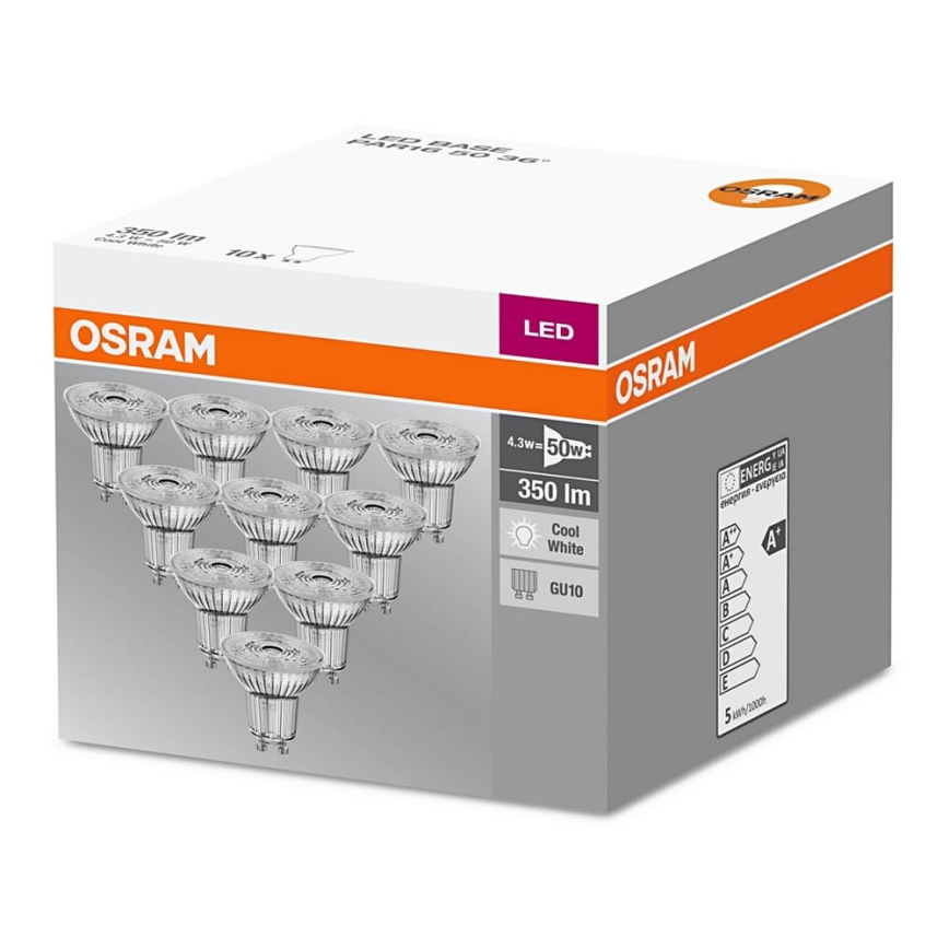 SET 10x Bec LED GU10/4,3W/230V 4000K - Osram | Luminam