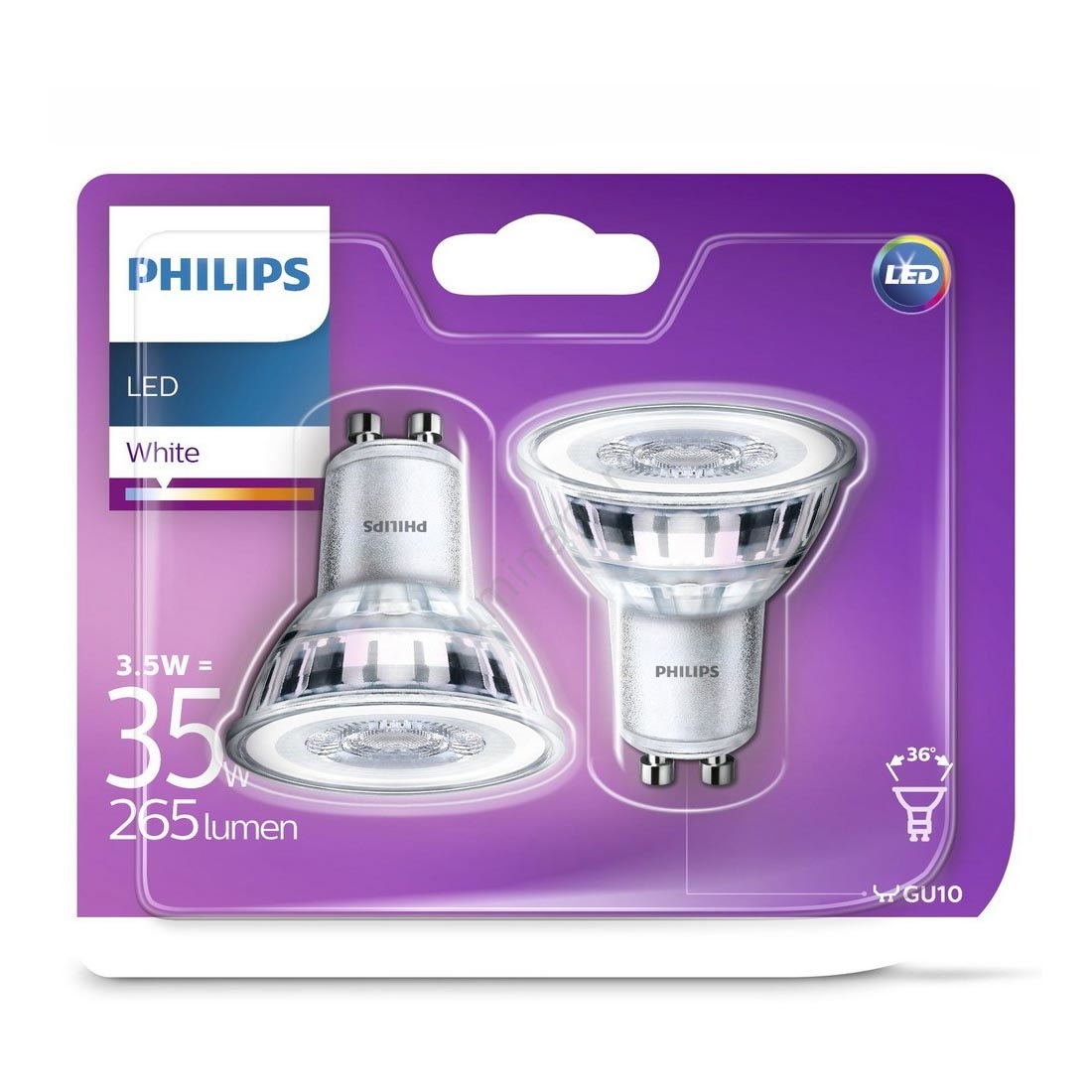 SET 2x bec LED Philips GU10/3,5W/230V 3000K | Luminam