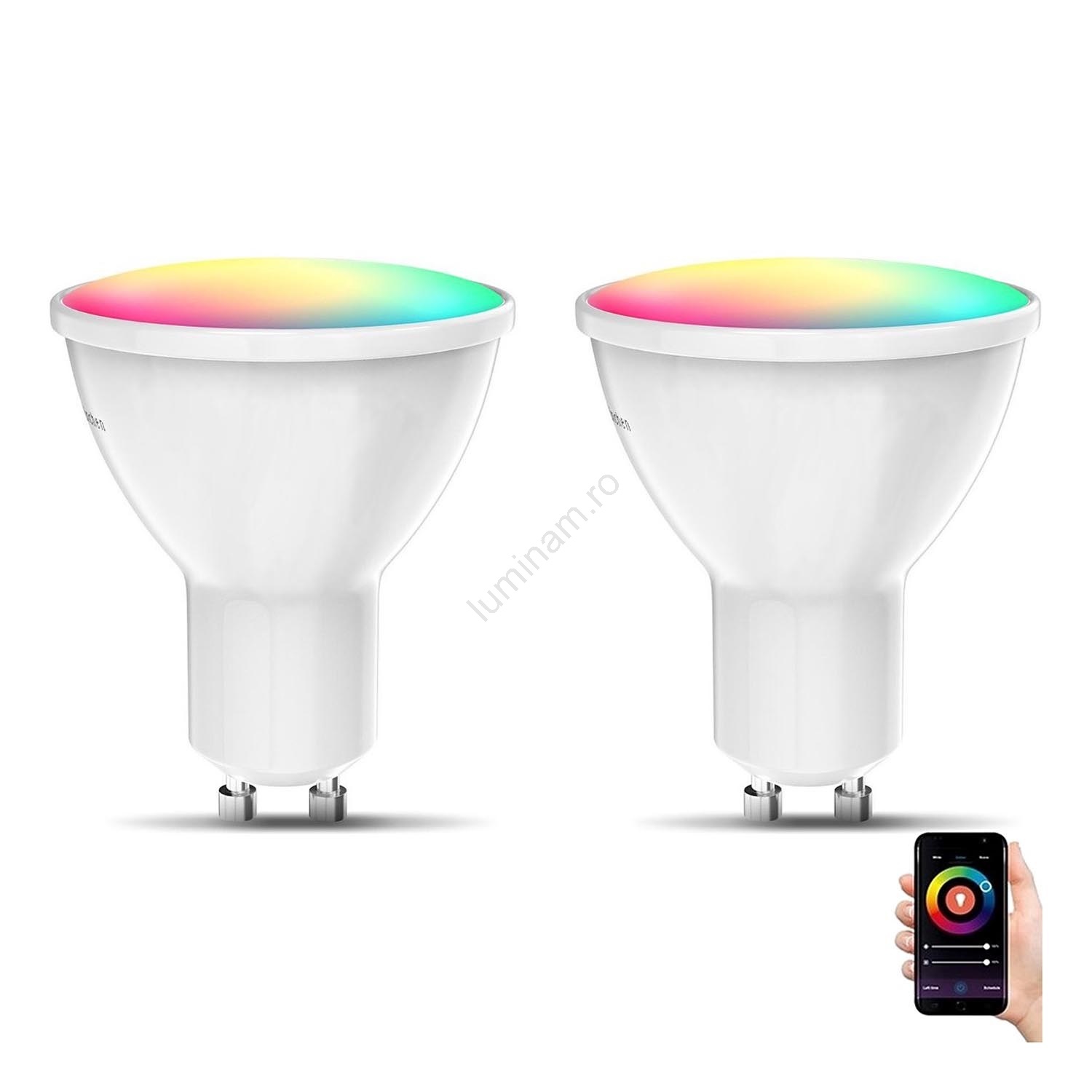 SET 2x bec LED RGB dimabil B.K. Licht 1263 GU10/5,5W/230V Wi-Fi Tuya ...