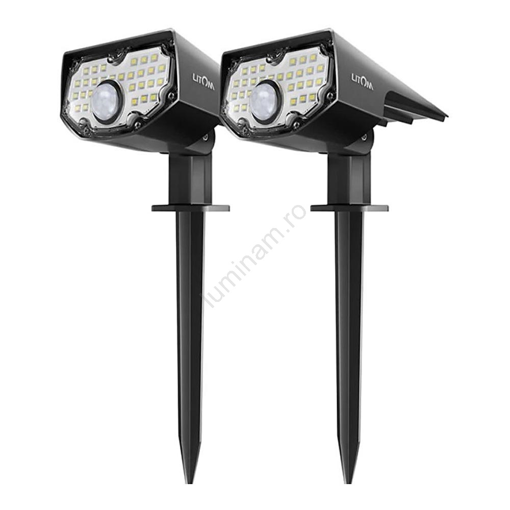 SET 2x corp de iluminat LED solar cu senzor 2 în 1 LED/3,7V IP67 Litom ...