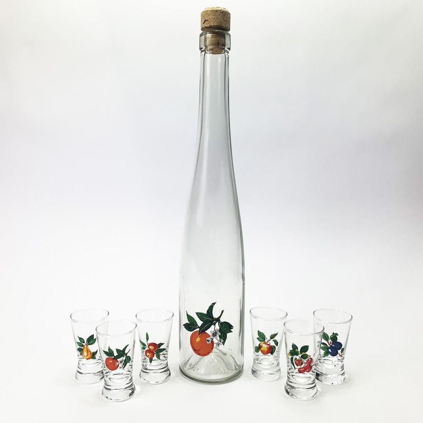 Set transparent cu motiv de fructe 1x sticlă 0,5l și 6x pahar pentru ...
