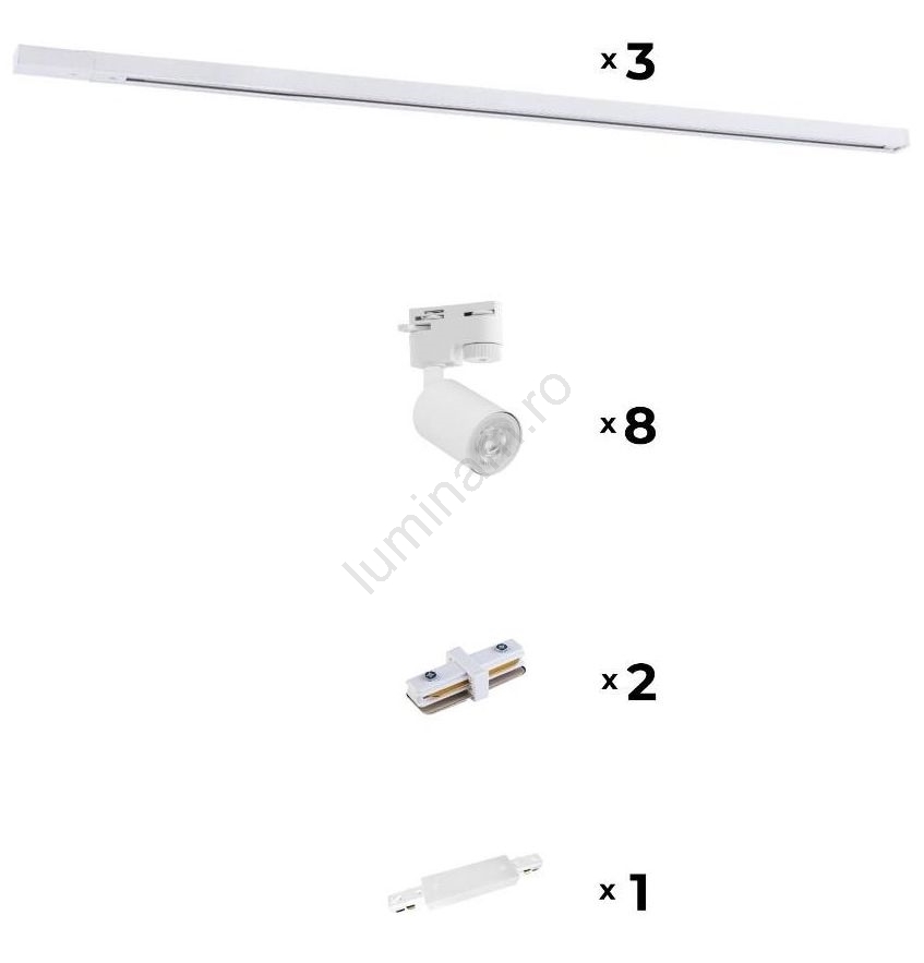Spot pentru sistem de șină Zuma Line 3043 REFLEKTOR 8xGU10/10W/230V ...