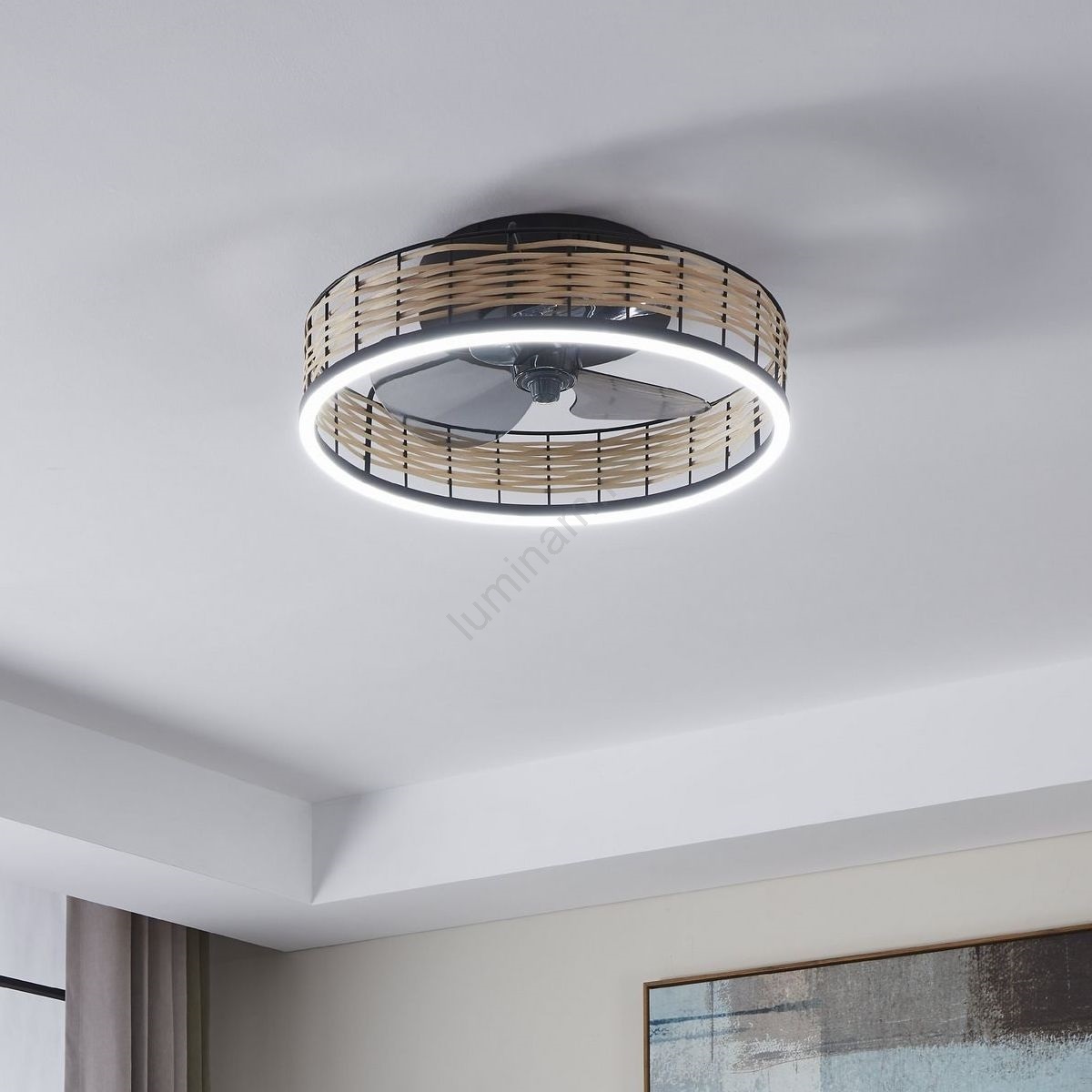 Ventilator LED dimabil de tavan Eglo 35184 FRANA LED/28W/230V negru/bej ...